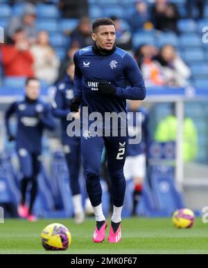 Rangers' James Tavernier warming up before the UEFA Europa League match ...