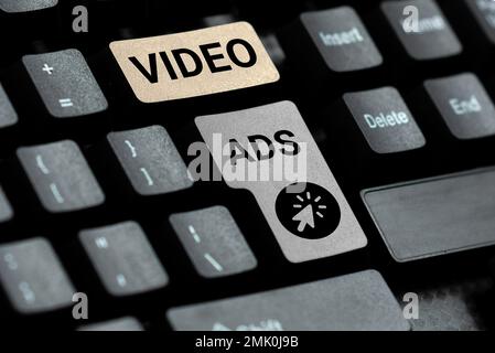 Sign displaying Video Ads. Business showcase Engage audience in the ...