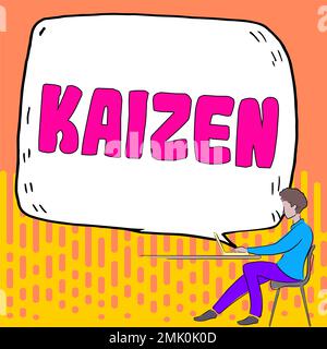 Hand writing sign Kaizen. Business concept a Japanese business ...