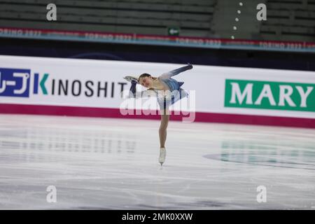 Isabeau Levito, of the United States, competes during the women free ...