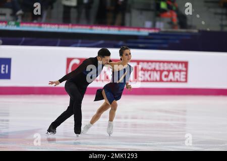 Lilah Fear and Lewis Gibson of Great Britain perform during the ice ...