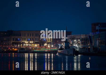 Early morning on the Manitowoc River near the USS Cobia, a World War ...