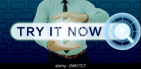 Text caption presenting Try It Now, Business overview Free trial of ...