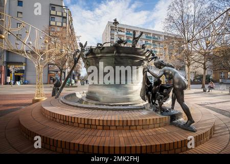 Faun Fountain (Faunbrunnen) - Magdeburg, Saxony-Anhalt, Germany Stock ...