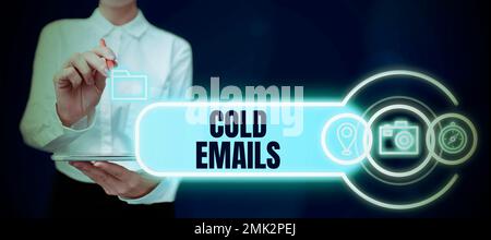 Sign displaying Cold Emails. Business overview unsolicited email sent ...