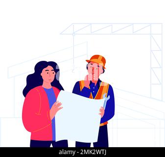 Cartoon scene of building construction site illustration Stock Photo ...