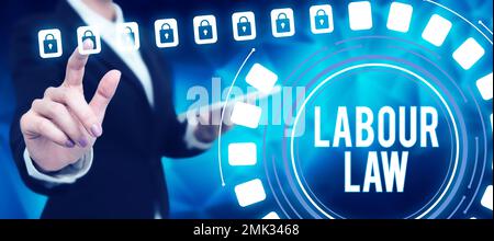 Text showing inspiration Labour Law. Conceptual photo Rules implemented ...