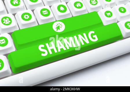 Hand writing sign Shaming. Business overview subjecting someone to ...