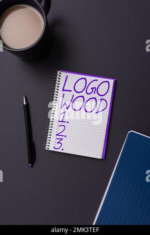 Hand writing sign Logo Wood, Internet Concept Recognizable design or ...