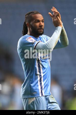 Coventry City's Kasey Palmer applauds the fans at the end of the Sky ...