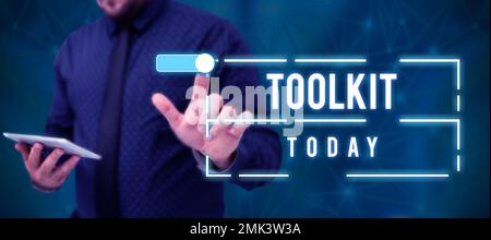 Conceptual display Toolkit, Business idea set of tools kept in a bag or ...