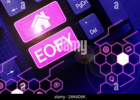 Sign displaying Eofy, Word for a mega sale held on an end of a ...