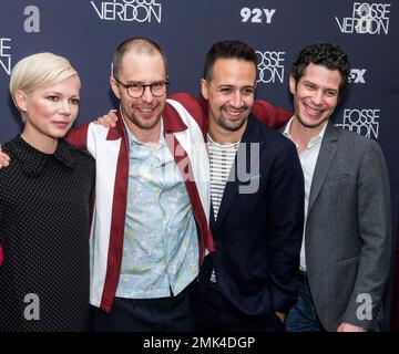 Michelle Williams, from left, Sam Rockwell, Lin-Manuel Miranda and ...