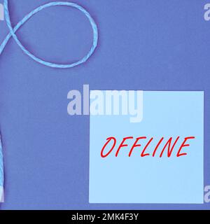 Text caption presenting Offline, Word for Not having directly connected ...