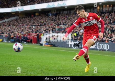 Ryan Giles #3 of Middlesbrough crosses the ball during the Sky Bet ...