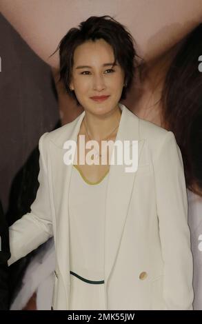 Chinese actress Jiang Luxia poses on the red carpet of the Hong Kong Film Awards in Hong Kong ...
