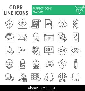 Gdpr glyph icon set, general data protection regulation symbols ...