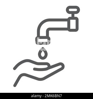 Islamic wudu thin line icon, arabic and prayer, hand wash sign, vector ...