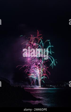 Firework explosions over the harbour from Devil's Point as part of 2022 ...