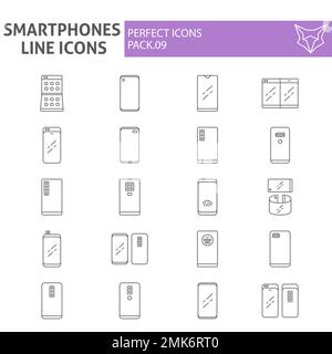 Smartphones glyph icon set, communication symbols collection, vector ...