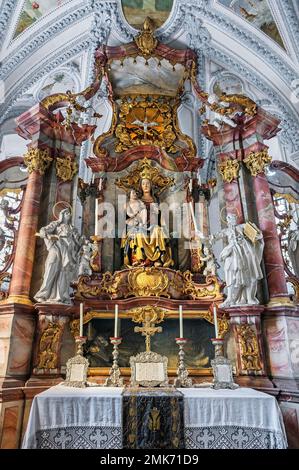 High altar of St. George Church in Dinkelsbühl. Germany. The old town ...