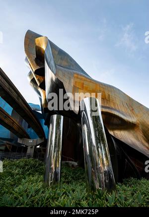Corrugated exterior facade, detail, Museum of Pop Culture, MoPOP ...