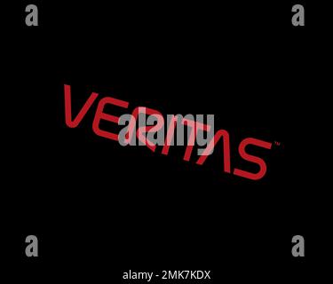 Veritas Technologies, rotated, black background, logo, brand name Stock ...