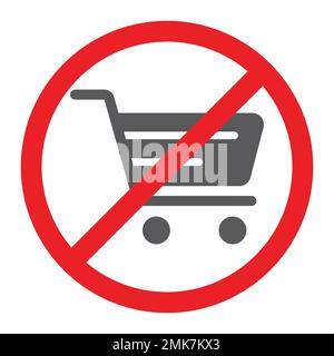 Stop shopping cart. Prohibited shopping trolley. Strikethrough ...