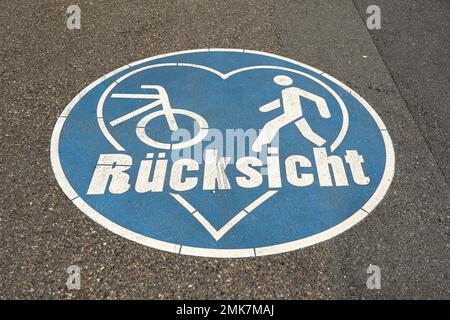 Ground marking Consideration for cyclists and pedestrians Stock Photo ...