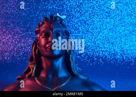Maha Shivratri, Lord Shiva on blue background Stock Photo - Alamy