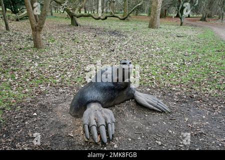 Giant mole seemingly digging its way out of ground (giant sized model ...