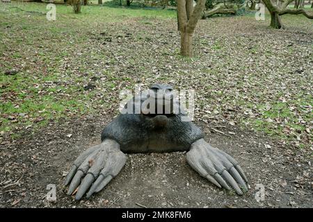 Giant mole seemingly digging its way out of ground (giant sized model ...