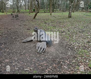 Giant mole seemingly digging its way out of ground (giant sized model ...