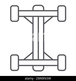 Car chassis vector thin line stroke icon. Car chassis outline ...
