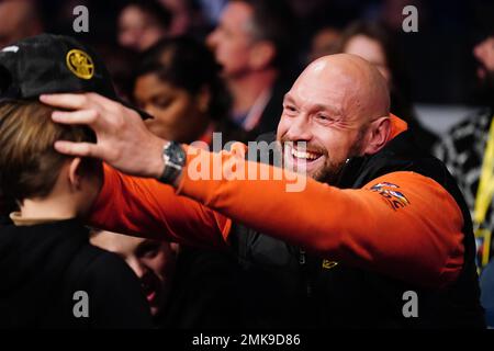 Boxer Tyson Fury watching the undercard fight between Joshua Frankham ...