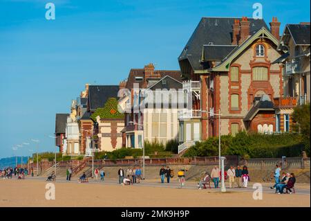 France, Calvados (14), Houlgate, beach and Roland Garros promenade with ...