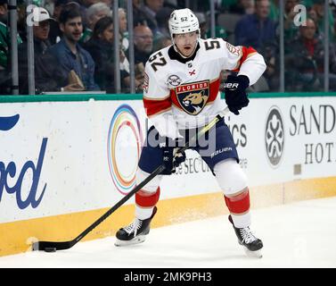 Florida Panthers defenseman MacKenzie Weegar (52) skates with the puck ...