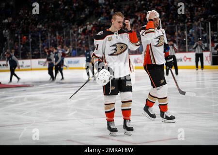 Anaheim Ducks right wing Troy Terry (19) in the second period of an NHL ...