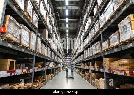 Belgrade, Serbia - January 02, 2023: Warehouse aisle in IKEA store ...