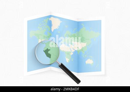Peru map, folded paper with Peru map. Vector illustration Stock Vector ...