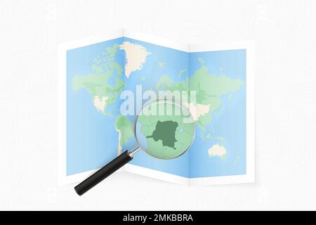 DR Congo map, folded paper with DR Congo map. Vector illustration Stock ...