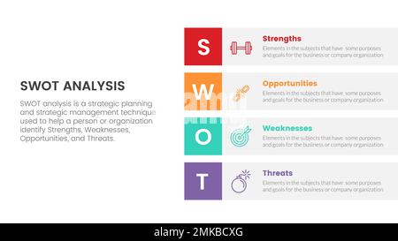 swot analysis concept with vertical square box layout for infographic ...