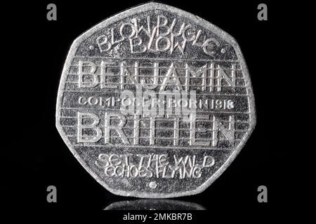 A collectable 50p coin commemorating the 100th birthday of composer ...