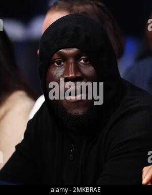 Rapper Stormzy, Michael Ebenezer Kwadjo Omari Owuo Jr, is seen ringside ...