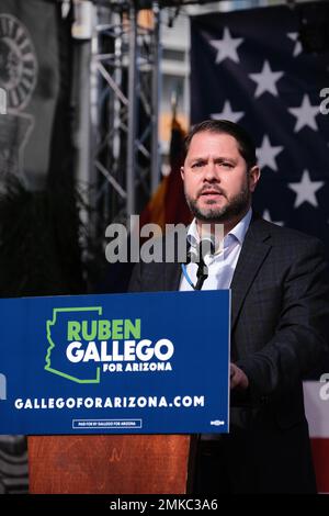 Democratic Senate Candidate Ruben Gallego listens to opening remarks at ...