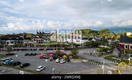 Aerial view of Rumah Gadang, Minangkabau Traditional House in padang ...
