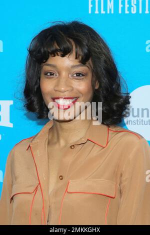 Actress Shinelle Azoroh poses at the premiere of the film "Relive ...
