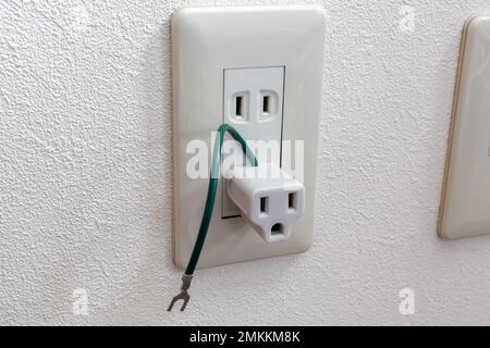 Japanese electric outlet with earth post, for washing machine or air ...