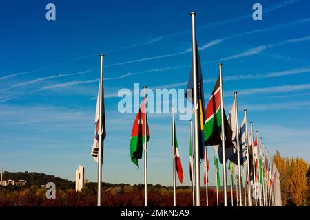 International flag display in Canberra Stock Photo - Alamy