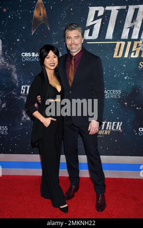 Actor Anson Mount Right And Wife Darah Trang Attend The Star Trek